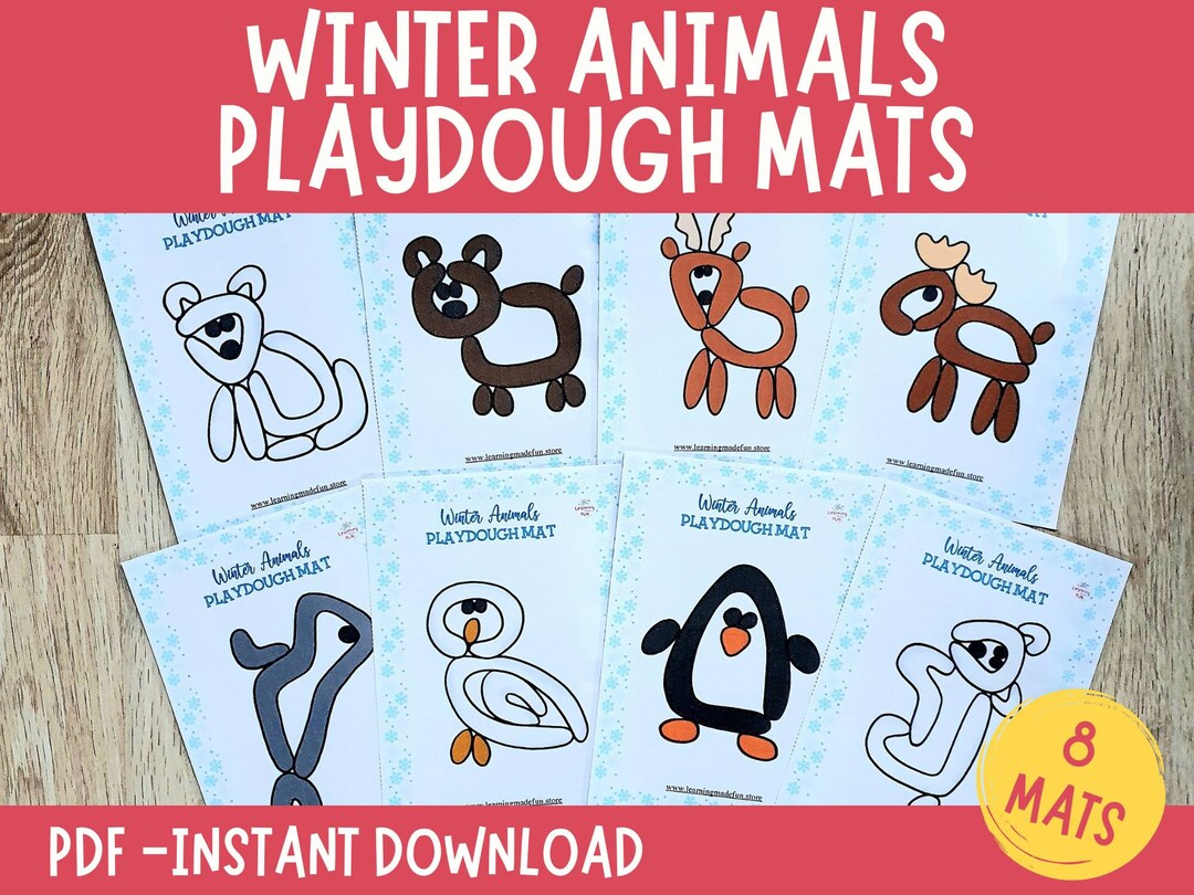Winter Animals Play Dough Mats, Printable Play Doh Toddler Activities ...