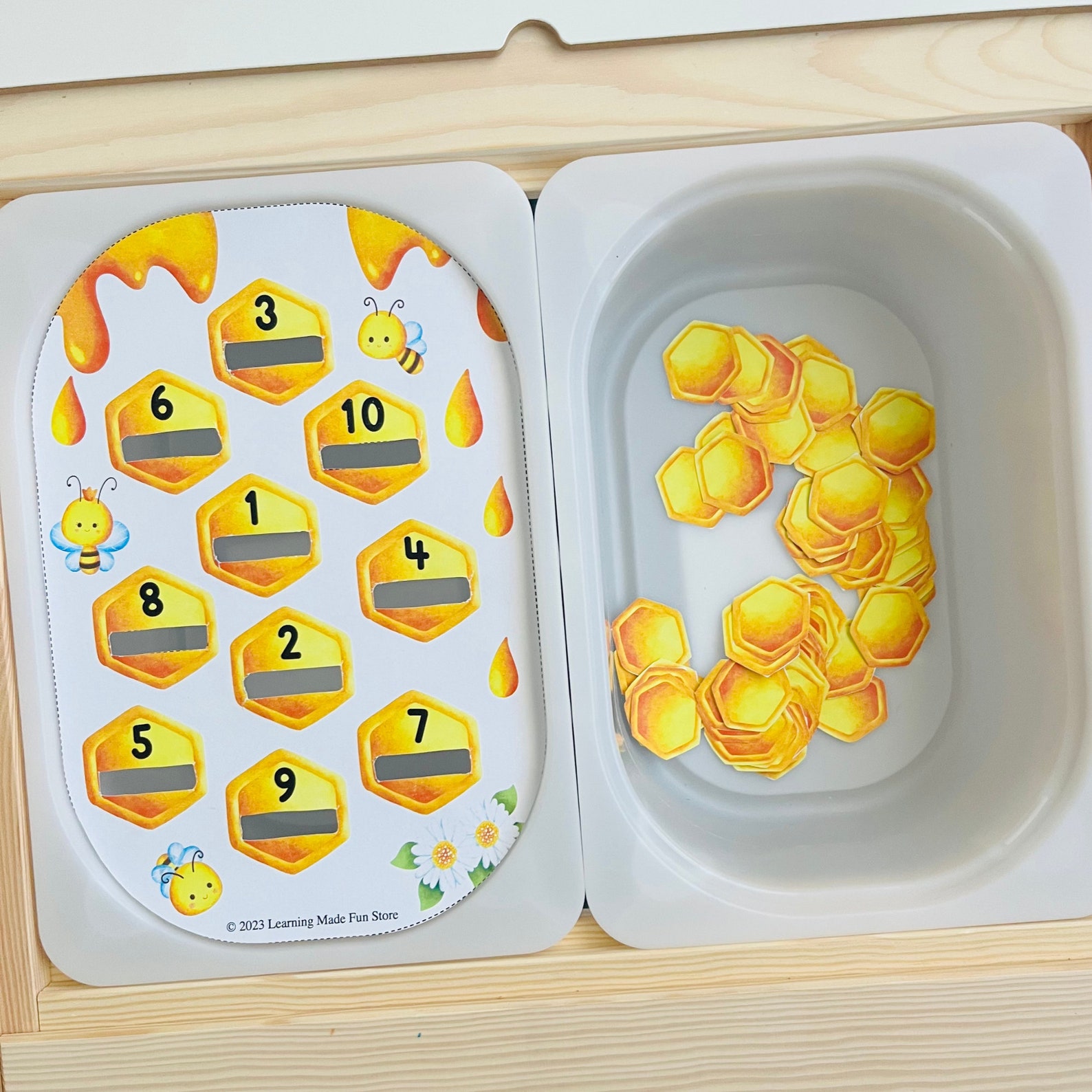 Bees Counting Flisat Insert, Preschool Sensory Play (digital Download ...