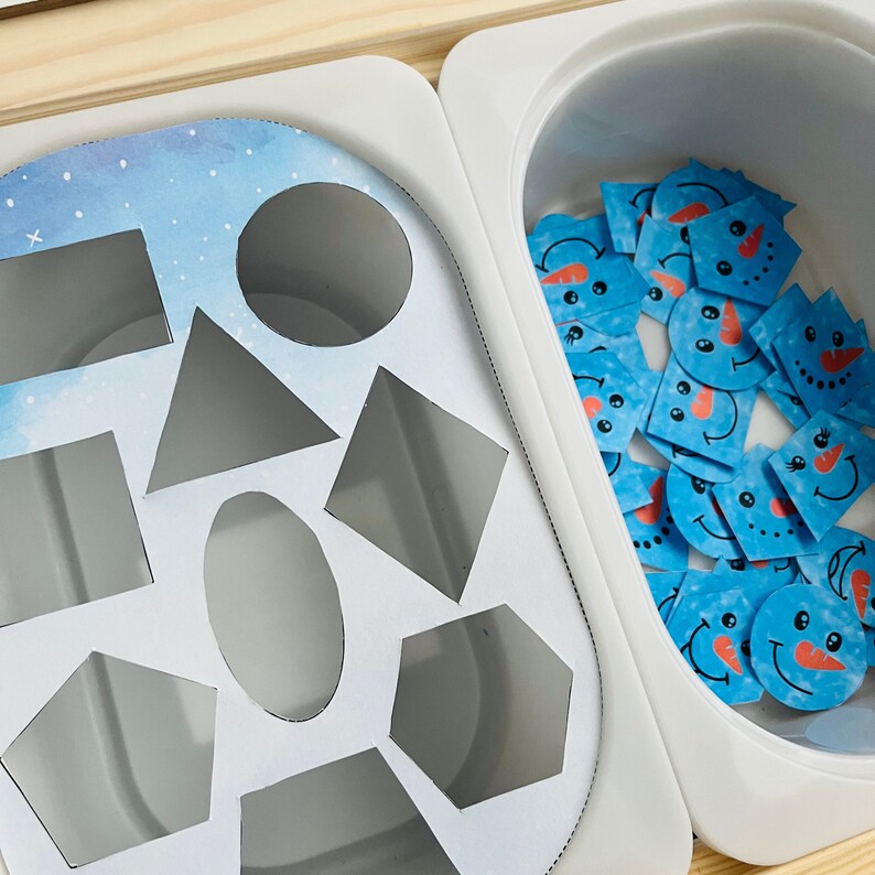 Snowmen Shapes Sorting Flisat Insert: Winter Preschool Activity ...