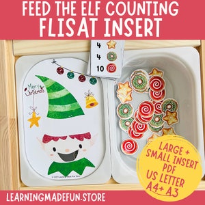 Feed the Elf Flisat Insert, Christmas Counting Activity, Printable ...