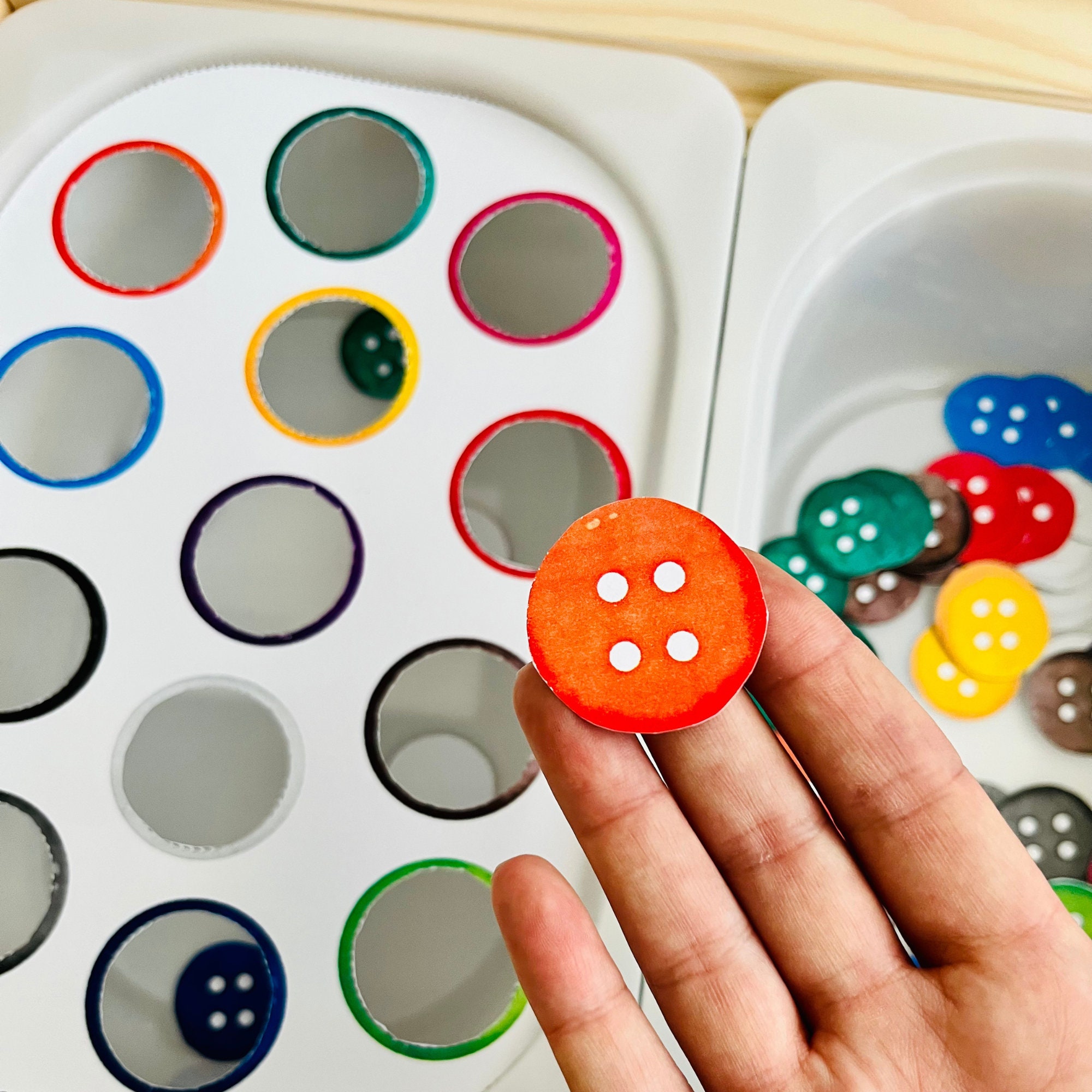Printable Flisat Insert, Color Sorting Buttons, Sensory Table (digital ...
