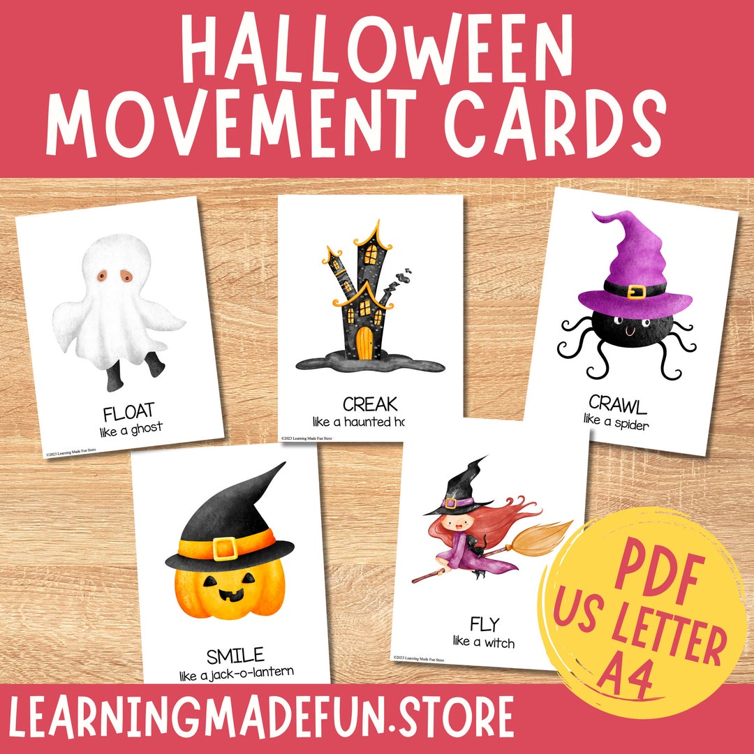 Halloween Movement Cards: Preschool Gross Motor Skills (digital ...