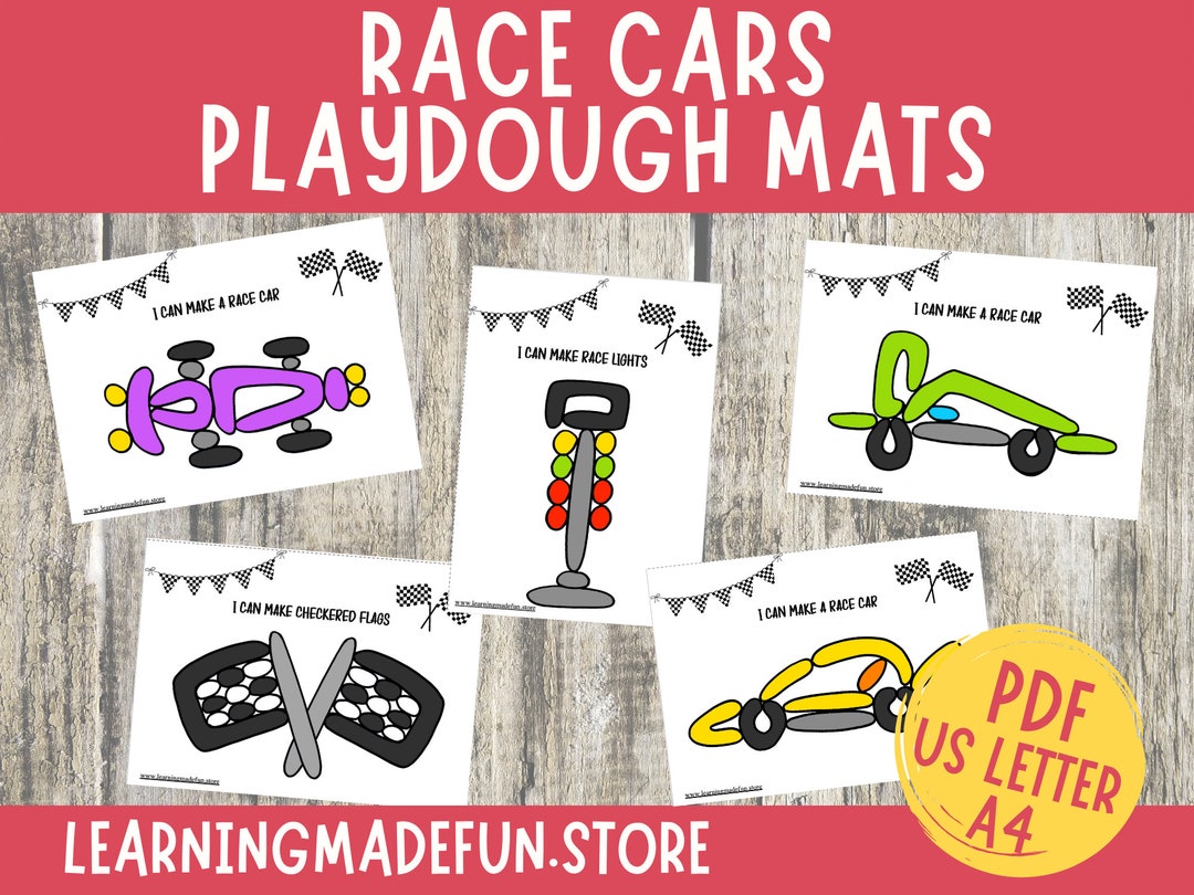 Race Cars Play Dough Mats Fine Motor Skills Visual Cards Play Doh Mats ...