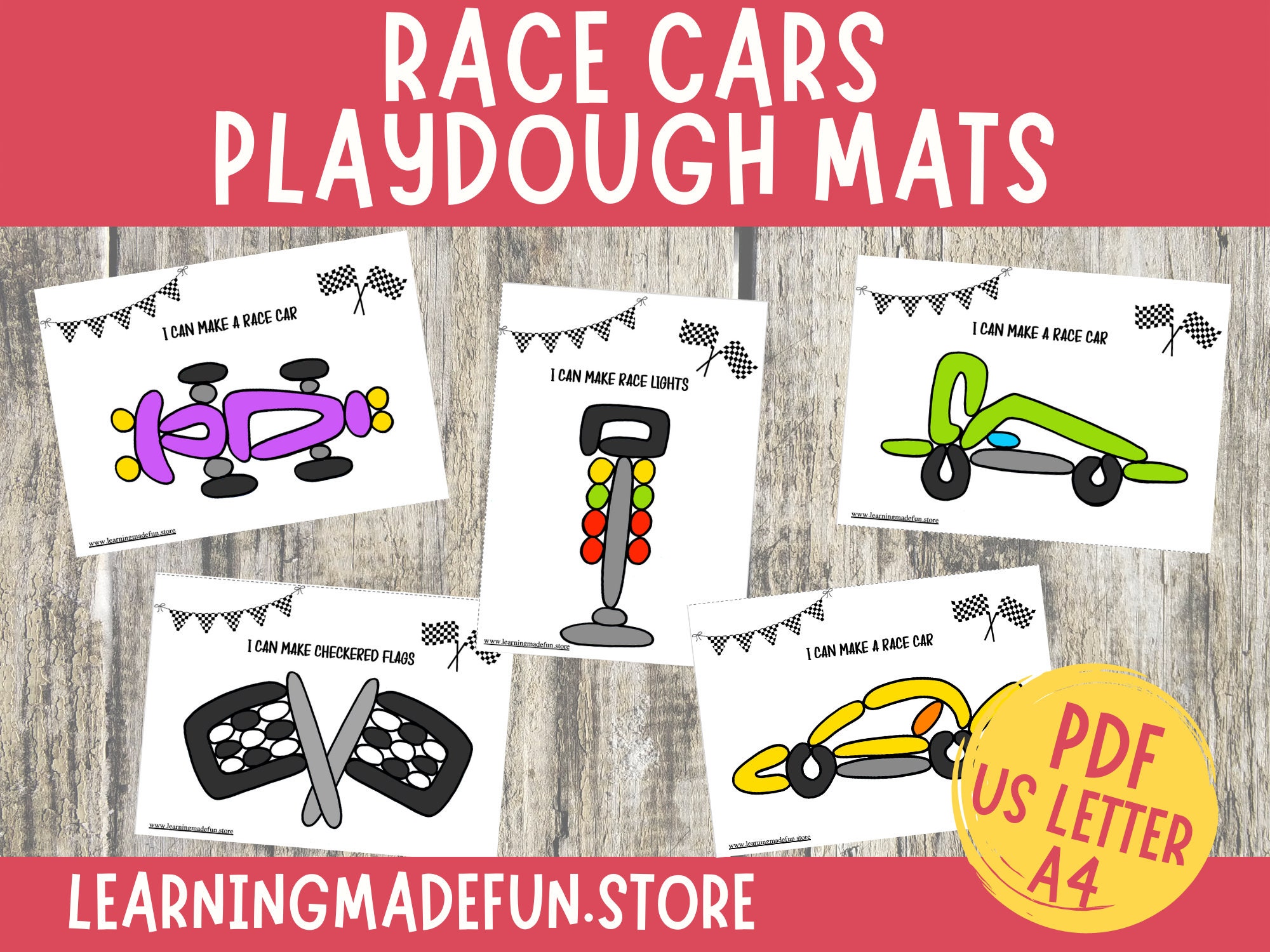 Race Car Play Dough Mats: Fine Motor Skills Activity (digital Download ...