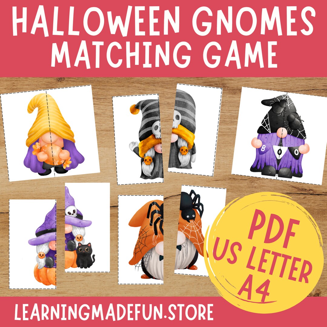 Halloween Matching Activity, Halloween Party Favors, Gnomes Game ...