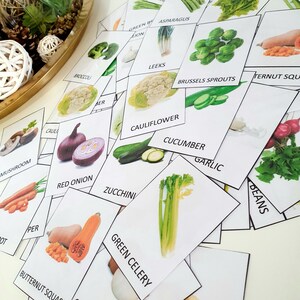Real VEGETABLE Montessori Flashcards, Three-part Cards, Montessori ...