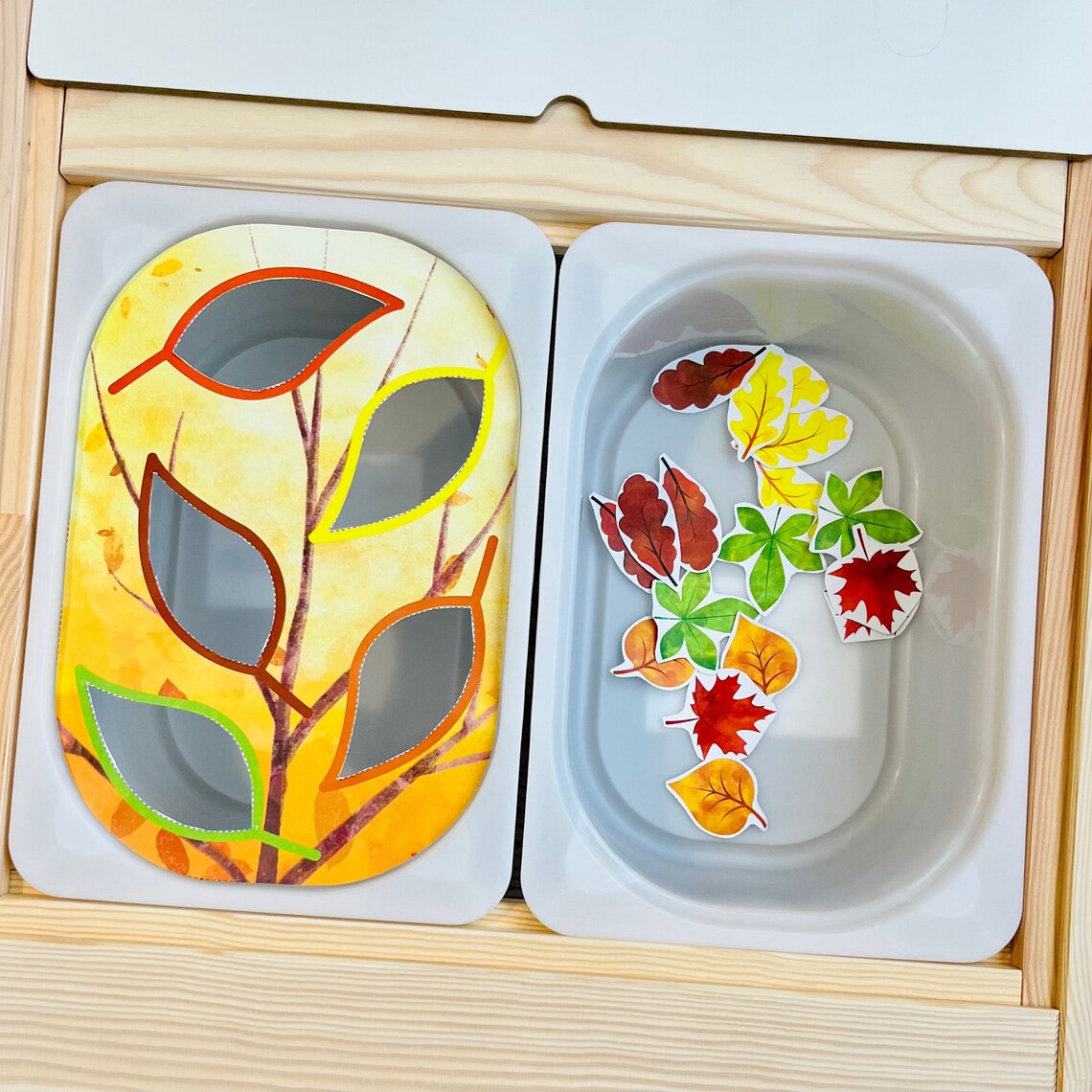 Fall Leaves Sorting Flisat Insert, Trofast Insert, Flisat Printable ...