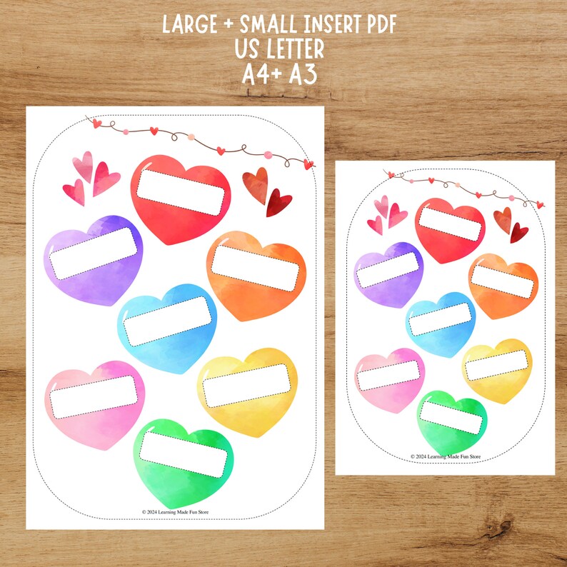 Valentines Hearts Color Sorting Flisat Insert, Preschool Sensory Play ...