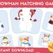 Winter Matching Game for Kids, Snowman Matching Activity, Christmas ...