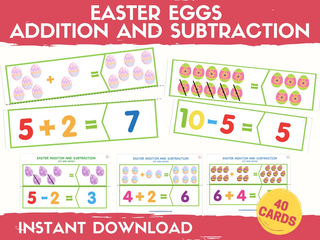 Easter Math Activities, Addition Activity, Subtraction for Preschool ...