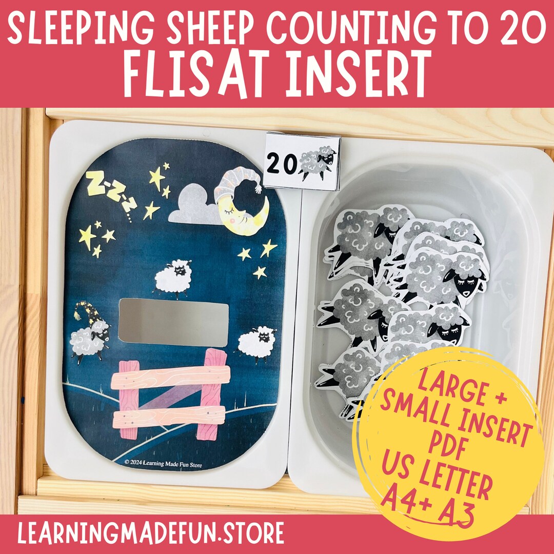 Sleeping Sheep Counting to 20, Printable Flisat Insert, Trofast Insert ...