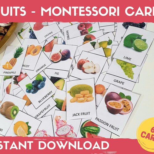 Fruits Flash Cards Learning Cards Montessori Materials - Etsy