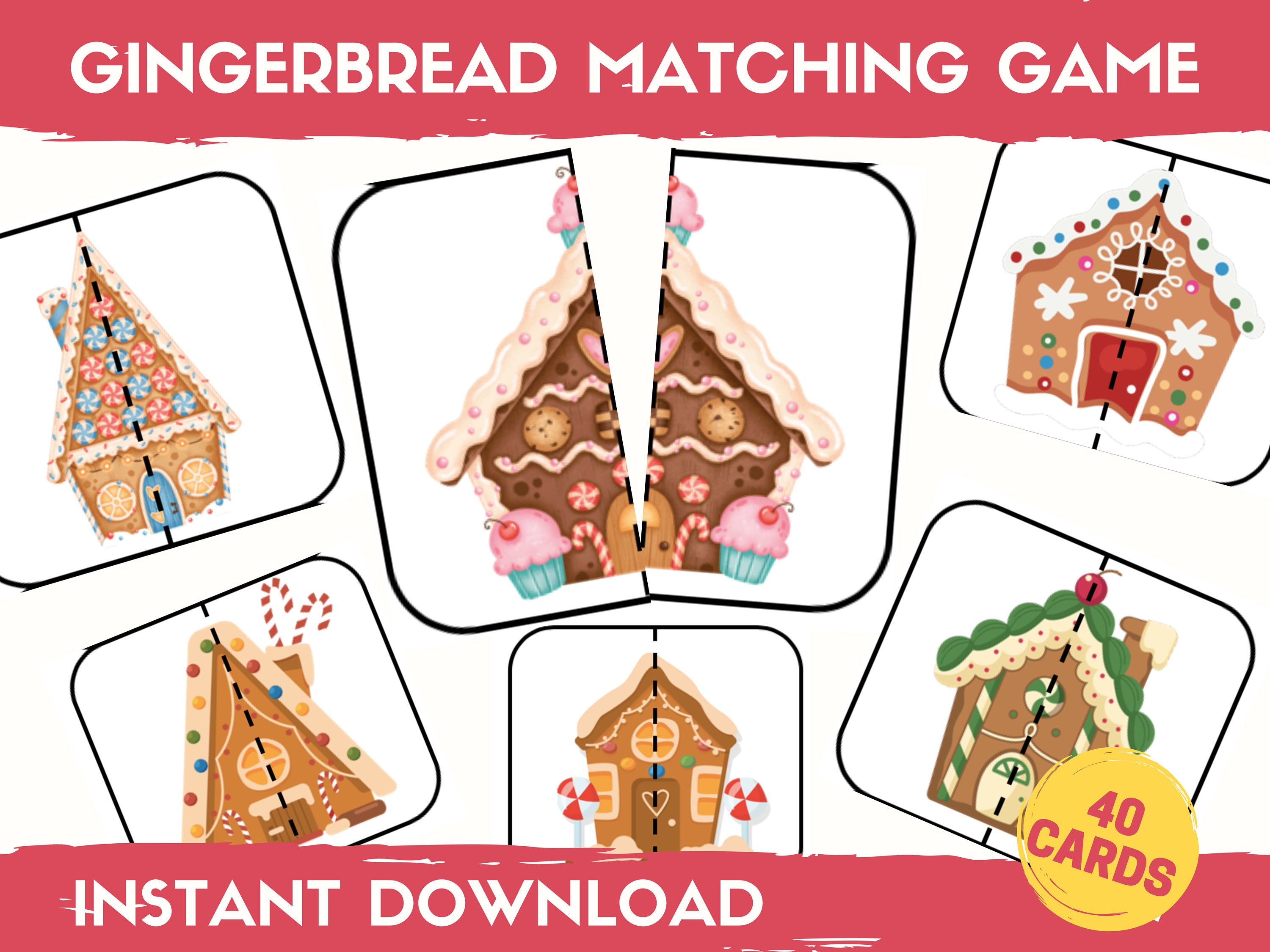 Gingerbread Matching Game for toddlers Christmas Games | Etsy
