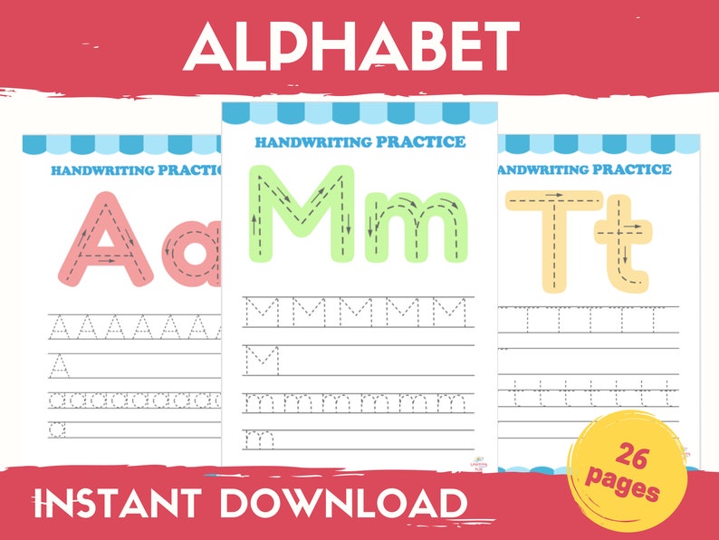 Alphabet Tracing Worksheets: ABC Handwriting Practice (digital Download ...