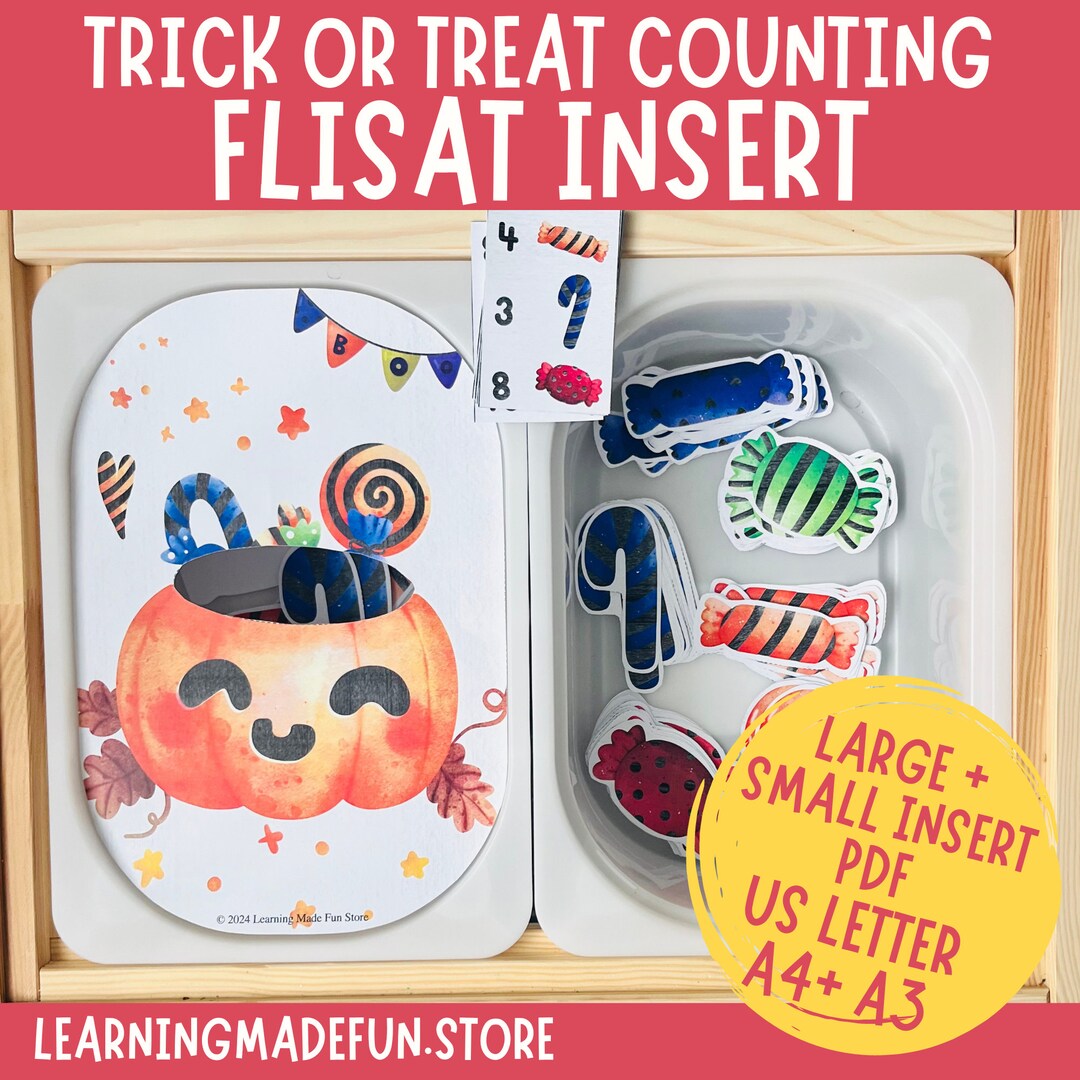 Trick or Treat Candy Counting, Printable Flisat Insert, Trofast Insert ...