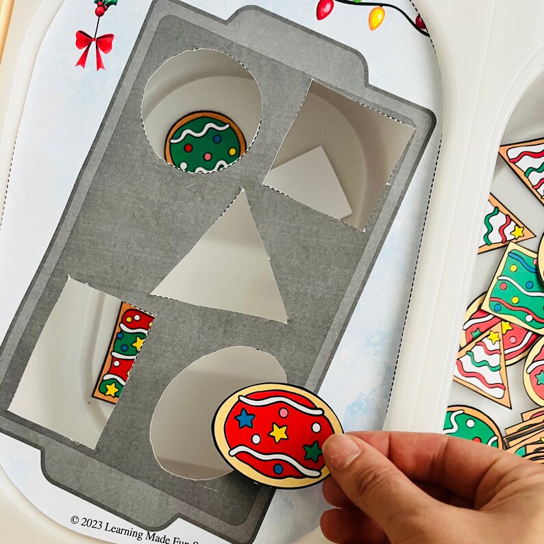 Christmas Shapes Sorting Flisat Insert, Cookie Theme (digital Download ...