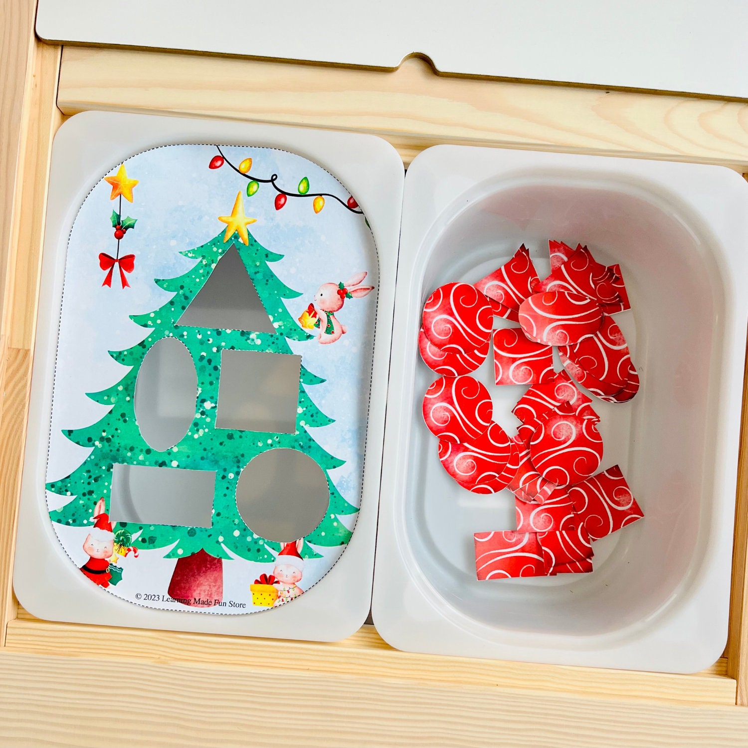 Christmas Shapes Sorting Printable Flisat Insert, Trofast Insert ...