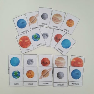 Solar System Montessori Cards, Space Flash Cards, Three Part Cards ...