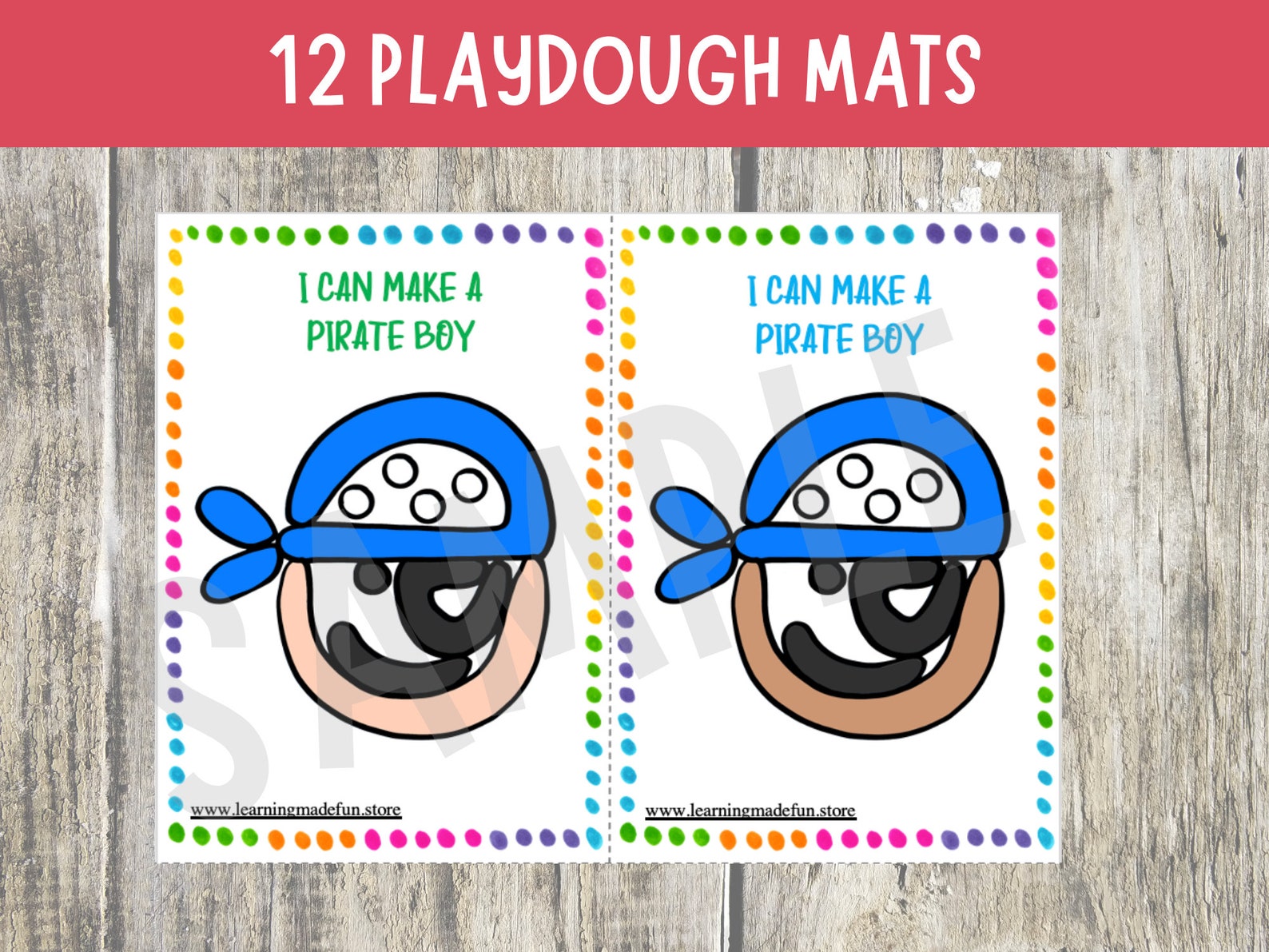 Pirates Play Dough Mats Fine Motor Skills Visual Cards Play - Etsy