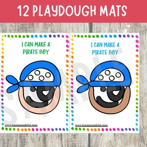 Pirates Play Dough Mats Fine Motor Skills Visual Cards Play Doh Mats ...