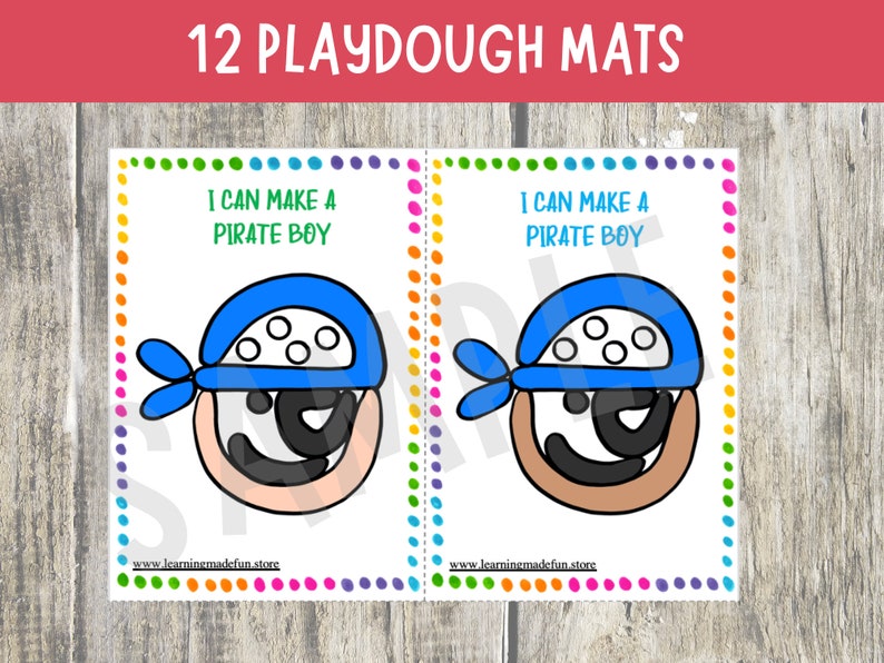 Pirates Play Dough Mats Fine Motor Skills Visual Cards Play - Etsy