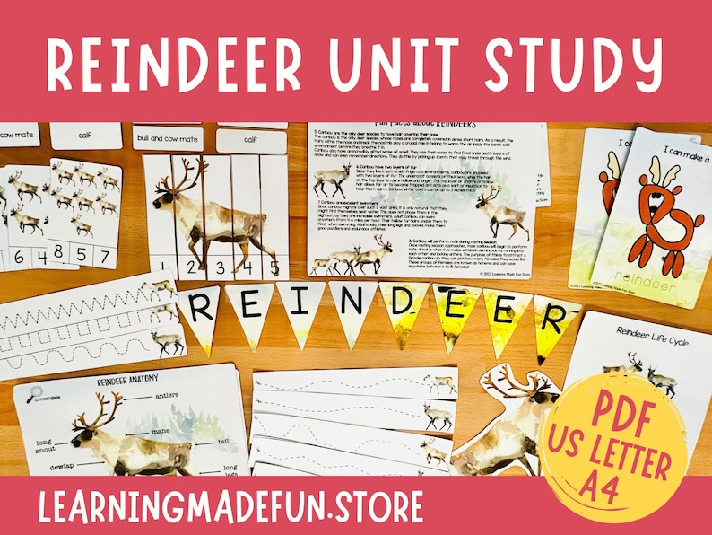 Reindeer Unit Study: Anatomy, Life Cycle, & Counting (printable) - Etsy
