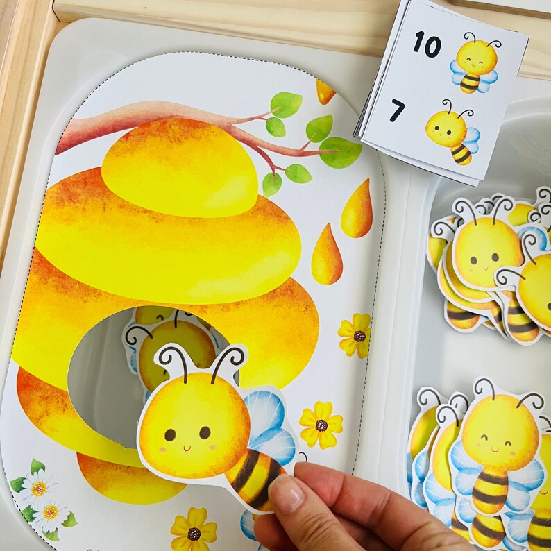 Count the Bees Flisat Insert, Preschool Counting Game (digital Download ...