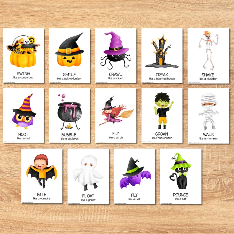 Halloween Movement Cards: Preschool Gross Motor Skills (digital ...