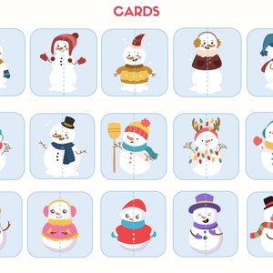 Winter Matching Game for kids Snowman Matching Activity | Etsy