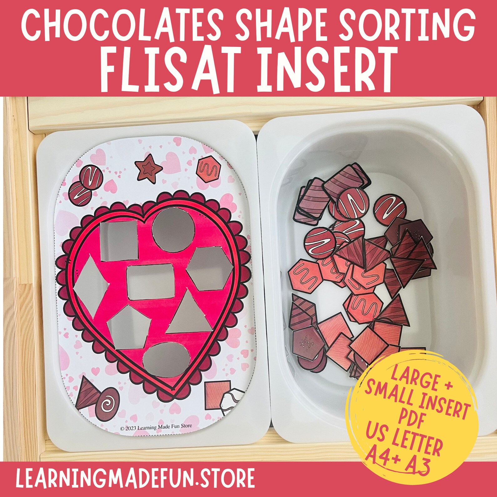 Valentine's Day Chocolate Shape Sorting Flisat Insert (digital Download ...
