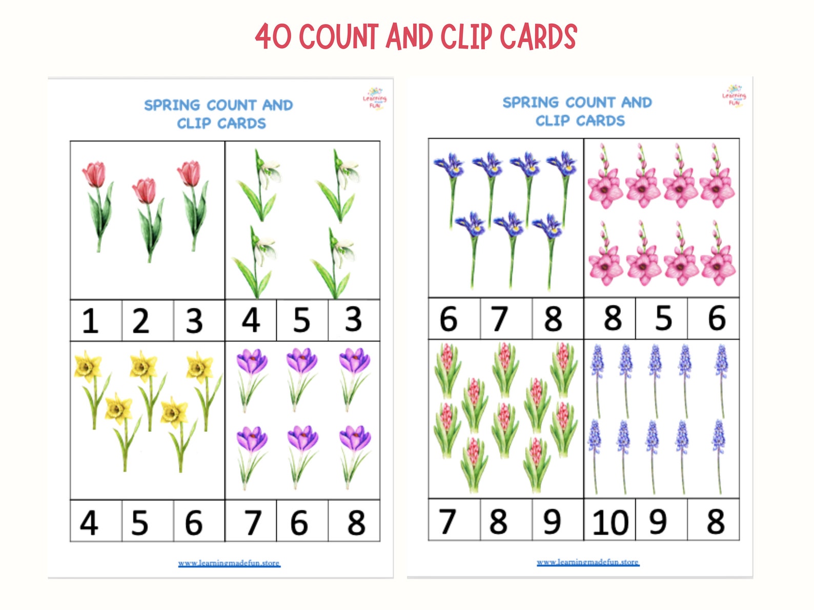 Montessori Spring Count Clip Cards: Numbers 1-10 (printable) - Etsy