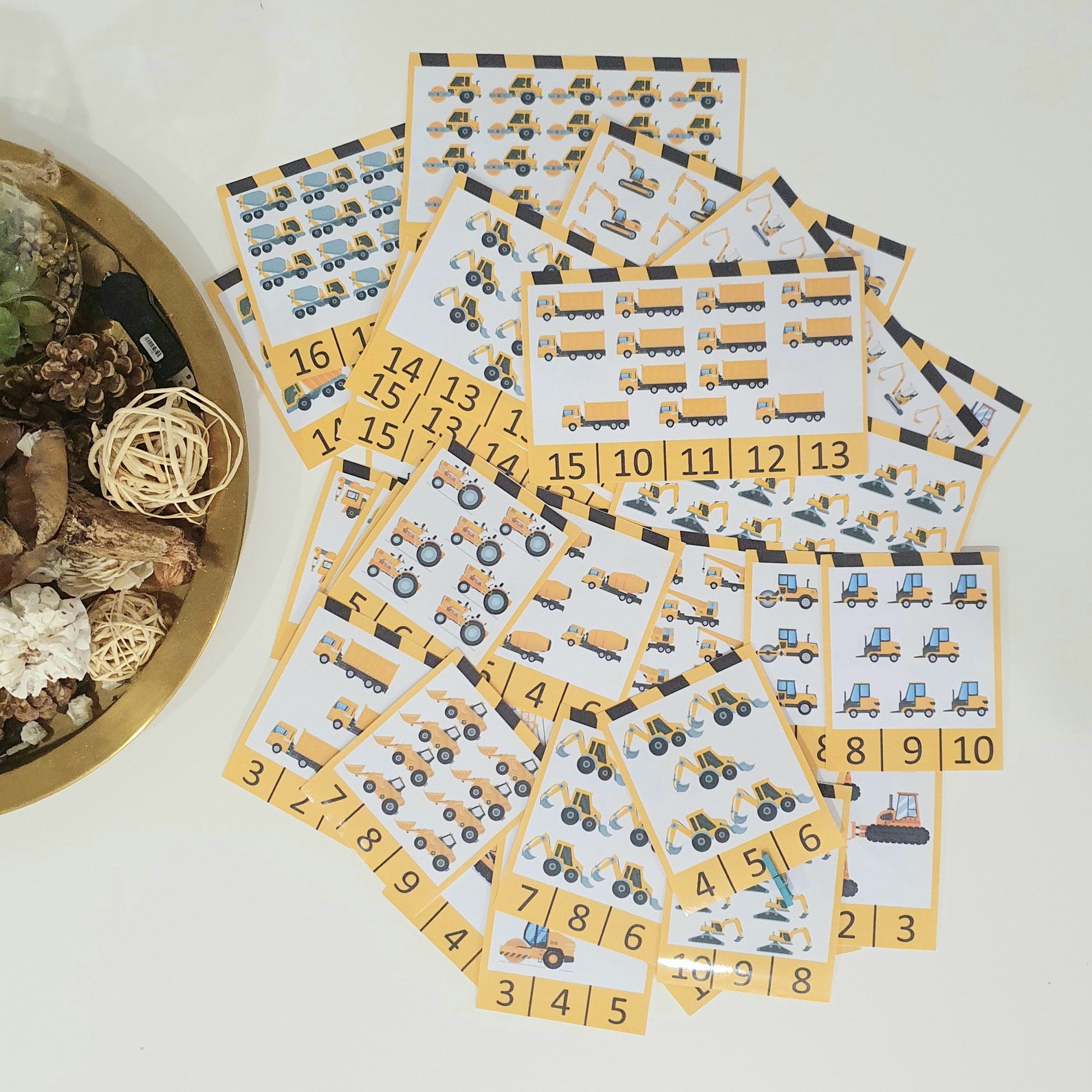 Construction Count Clip Cards Numbers 1-20 Count and Clip | Etsy