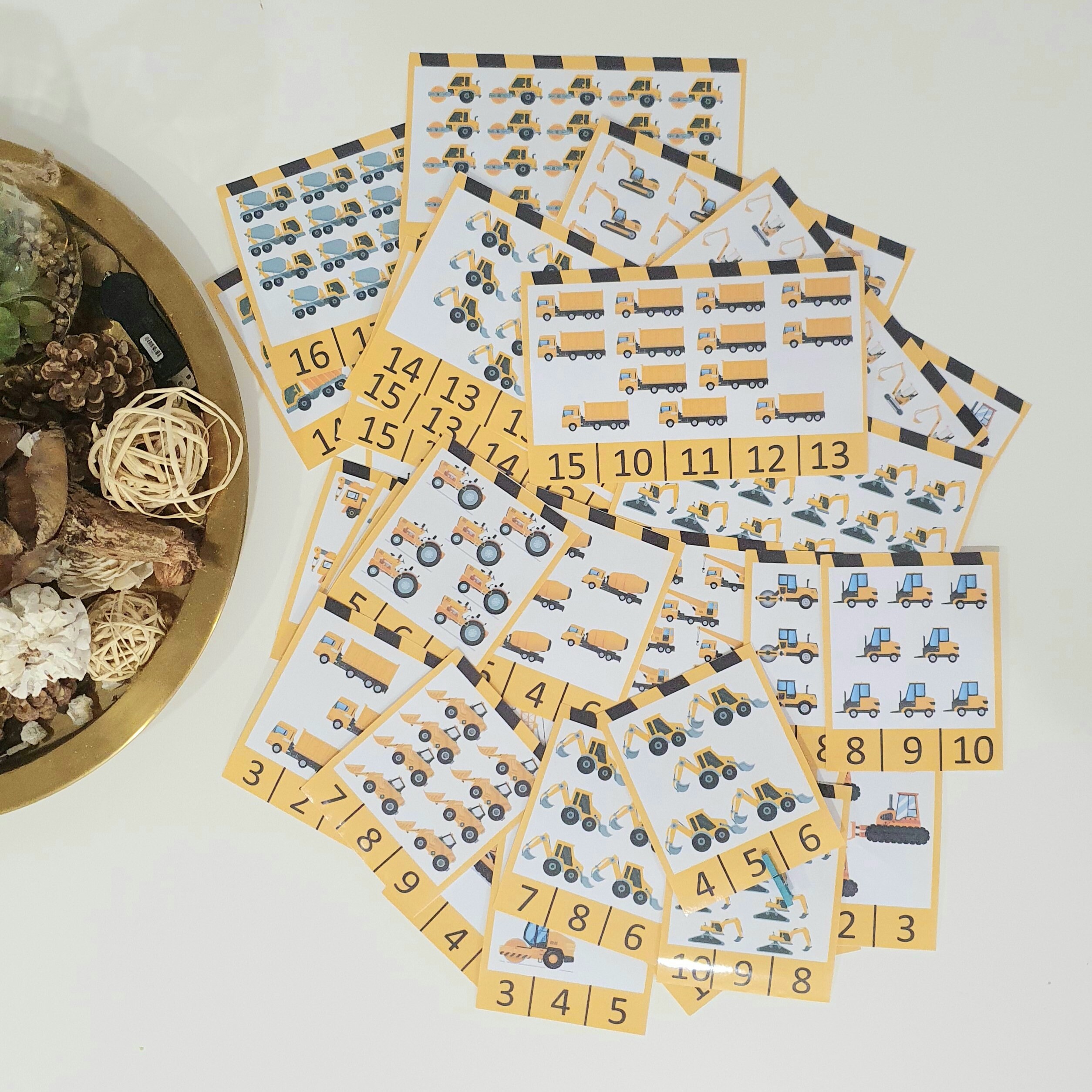 Construction Count Clip Cards Numbers 1-20 Count and Clip | Etsy