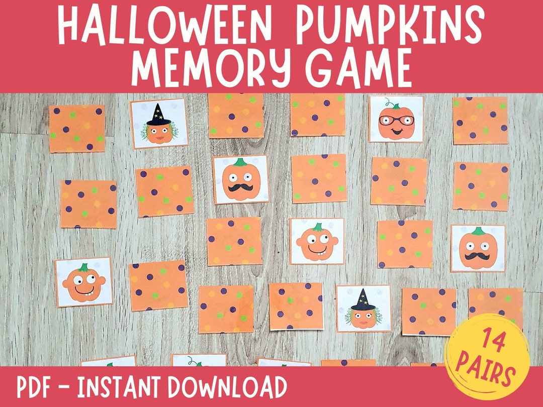 Halloween Memory Game, Pumpkin Matching Game for Toddlers, Preschool ...