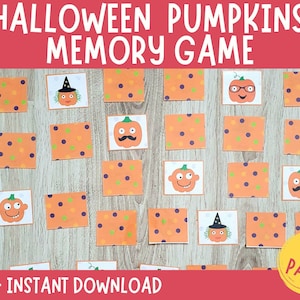 Halloween Memory Game, Pumpkin Matching Game for Toddlers, Preschool ...