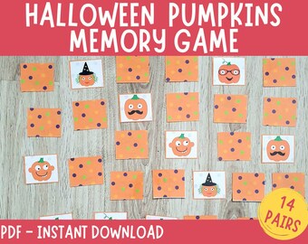 Printable Memory Game, Kids Halloween Activity, Matching Games for ...