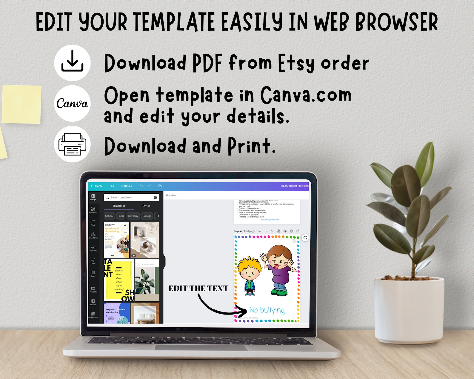 Classroom Rules Poster: Educational Decor, Editable Canva Template ...