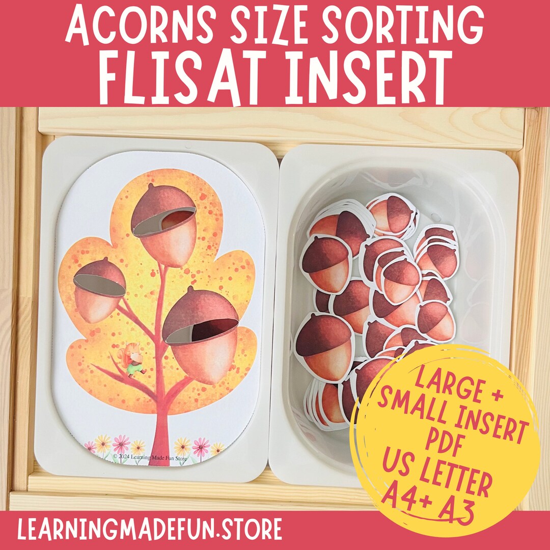 Acorns Size Sorting Flisat Insert, Trofast Insert, Flisat Printable ...