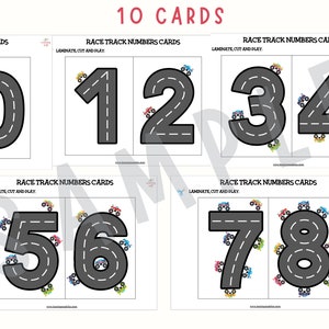 Numbers Tracing Flashcards, Race Track Number Flashcards, Numbers 0-10 ...