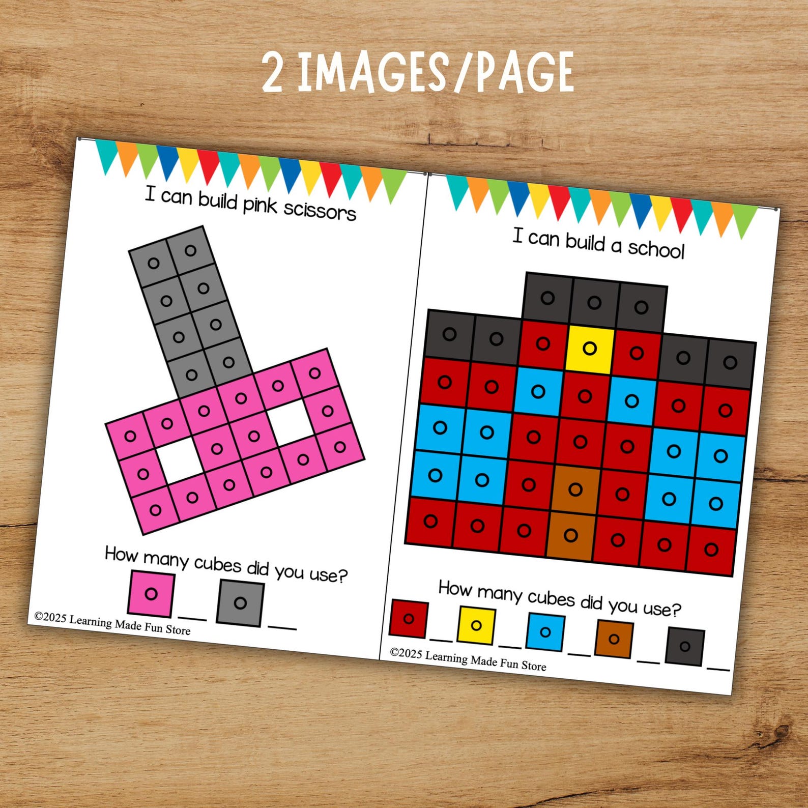 Back to School Snap Cube Mats – Printable Math Fine Motor Skills ...