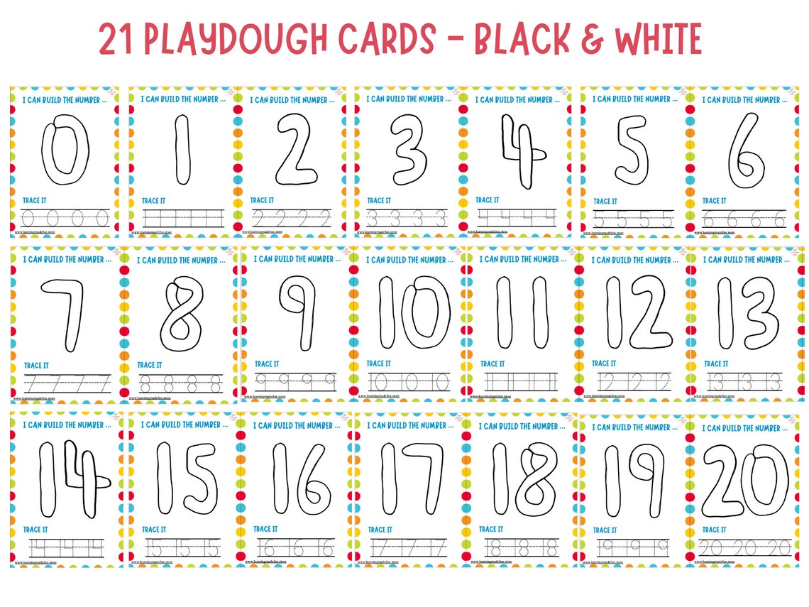 Numbers 0-20 Play Dough Mats Printable Play Doh Toddler | Etsy