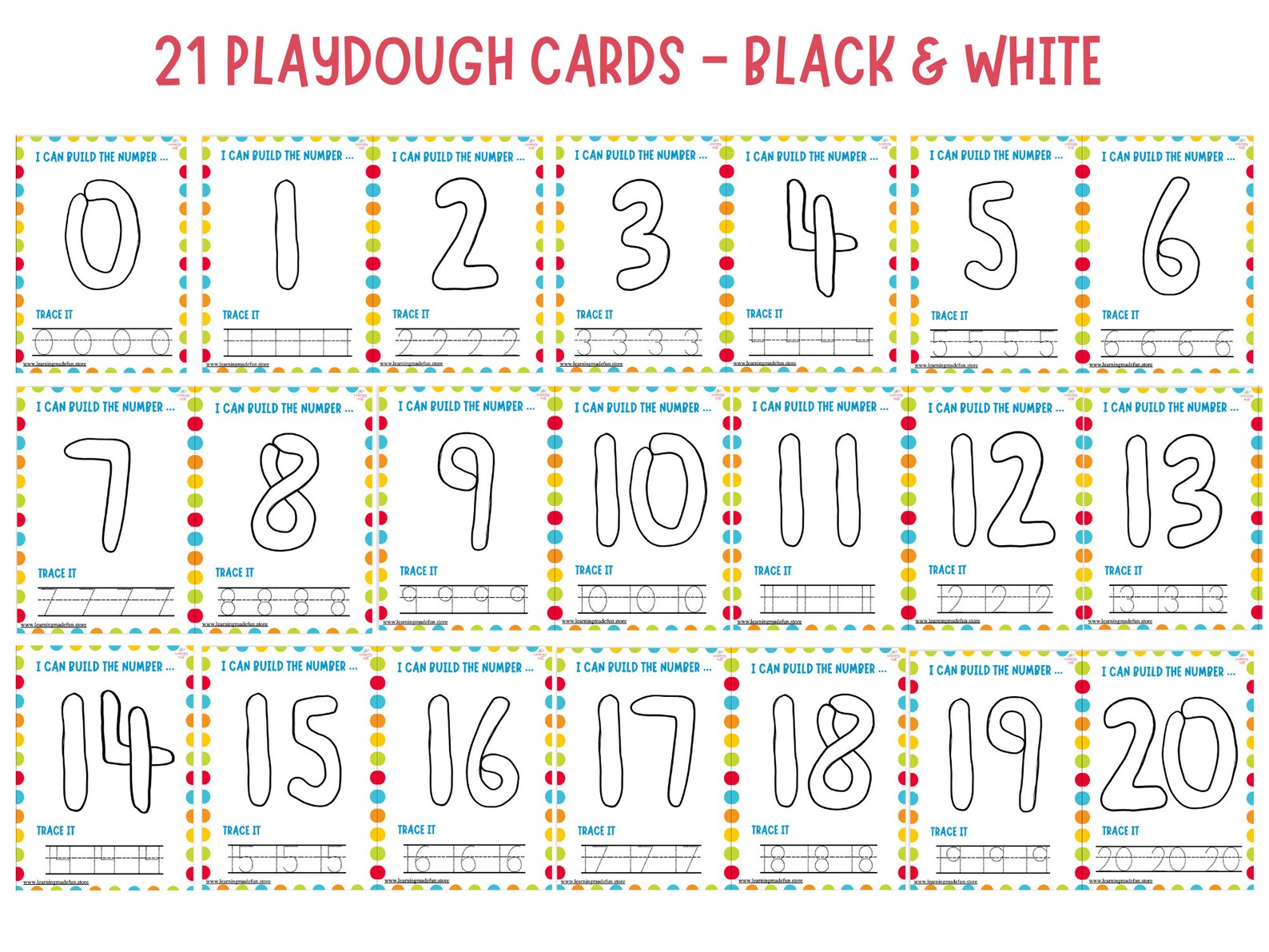 Numbers 0-20 Play Dough Mats, Printable Play Doh Toddler Activities ...
