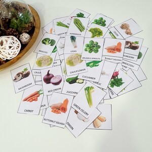 Real VEGETABLE Montessori Flashcards, Three-part Cards, Montessori ...