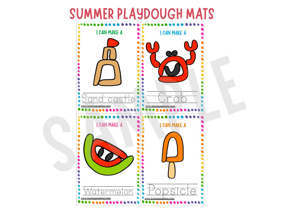 Summer Play Dough Mats Fine Motor Skills Visual Cards Play Doh - Etsy