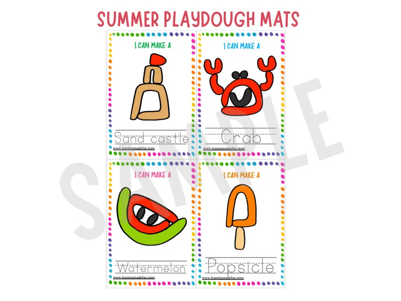 Summer Play Dough Mats Fine Motor Skills Visual Cards Play Doh - Etsy
