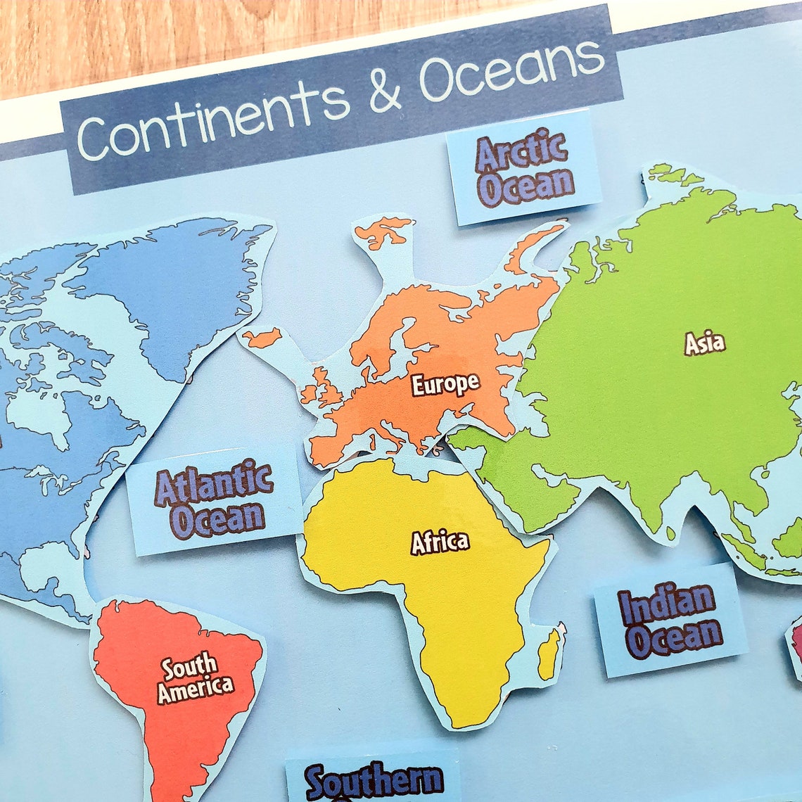 Continents Matching Activity World Map Printable Continents - Etsy Canada