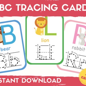 Alphabet Tracing Printable Flashcards, ABC Flashcards, Handwriting ...