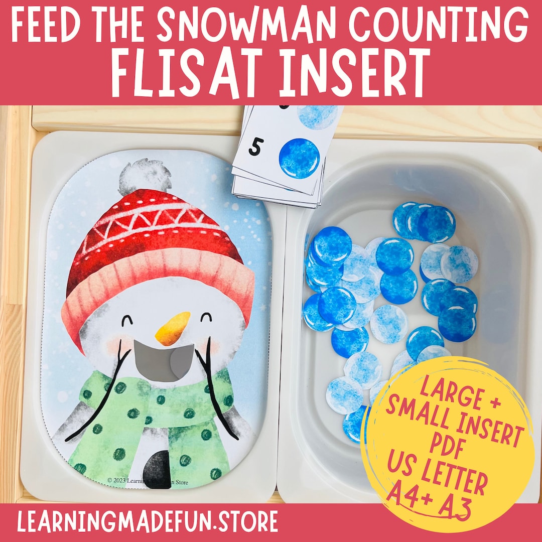 Feed the Snowman Counting, Printable Flisat Insert, Trofast Insert ...