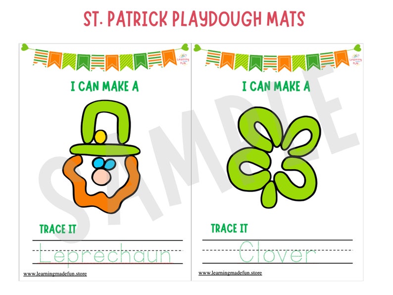 St Patrick Play Dough Mats: Toddler Learning Activity (digital Download ...
