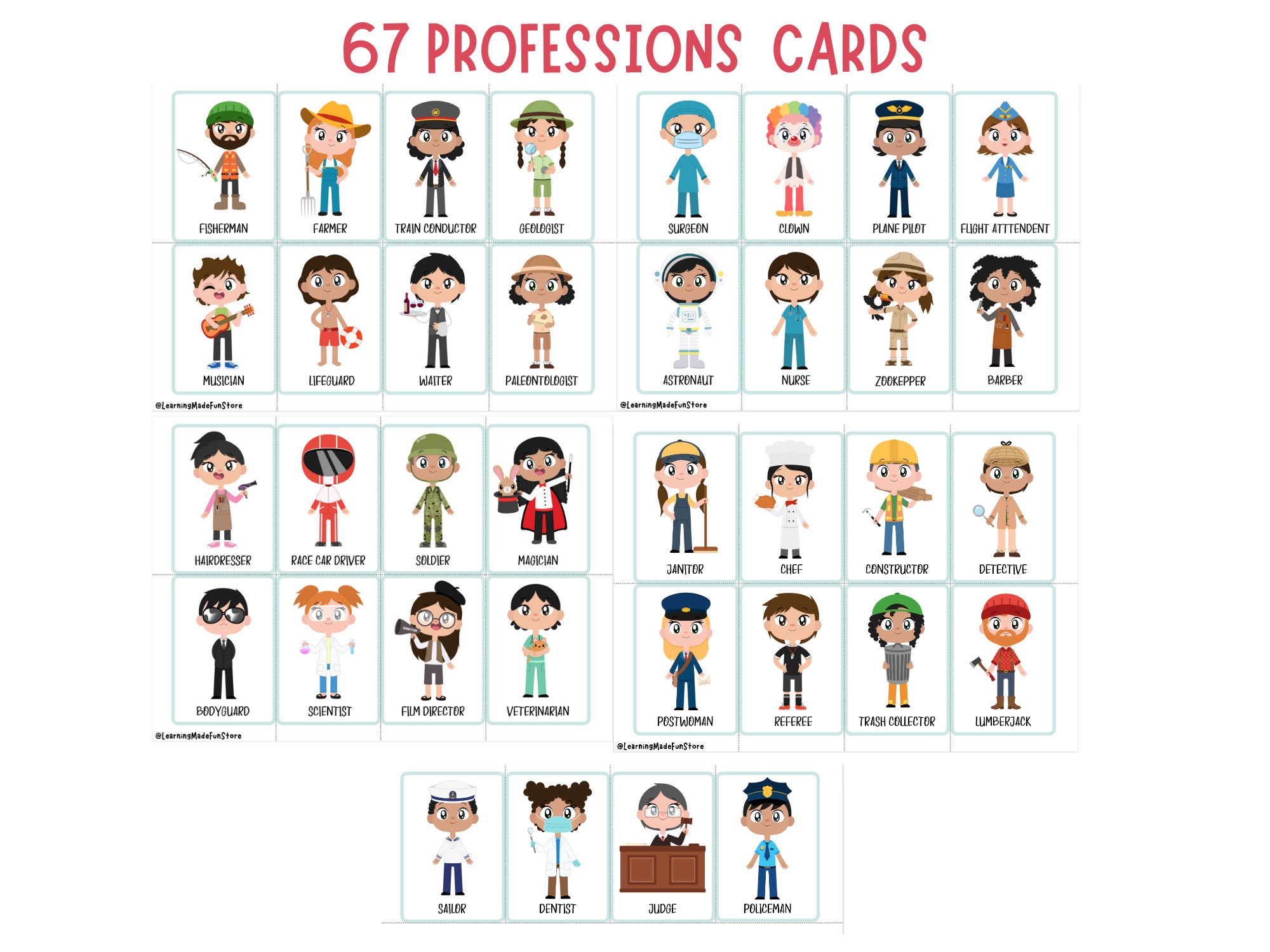 Professions Flash Cards: Community Helpers Learning (PDF) - Etsy